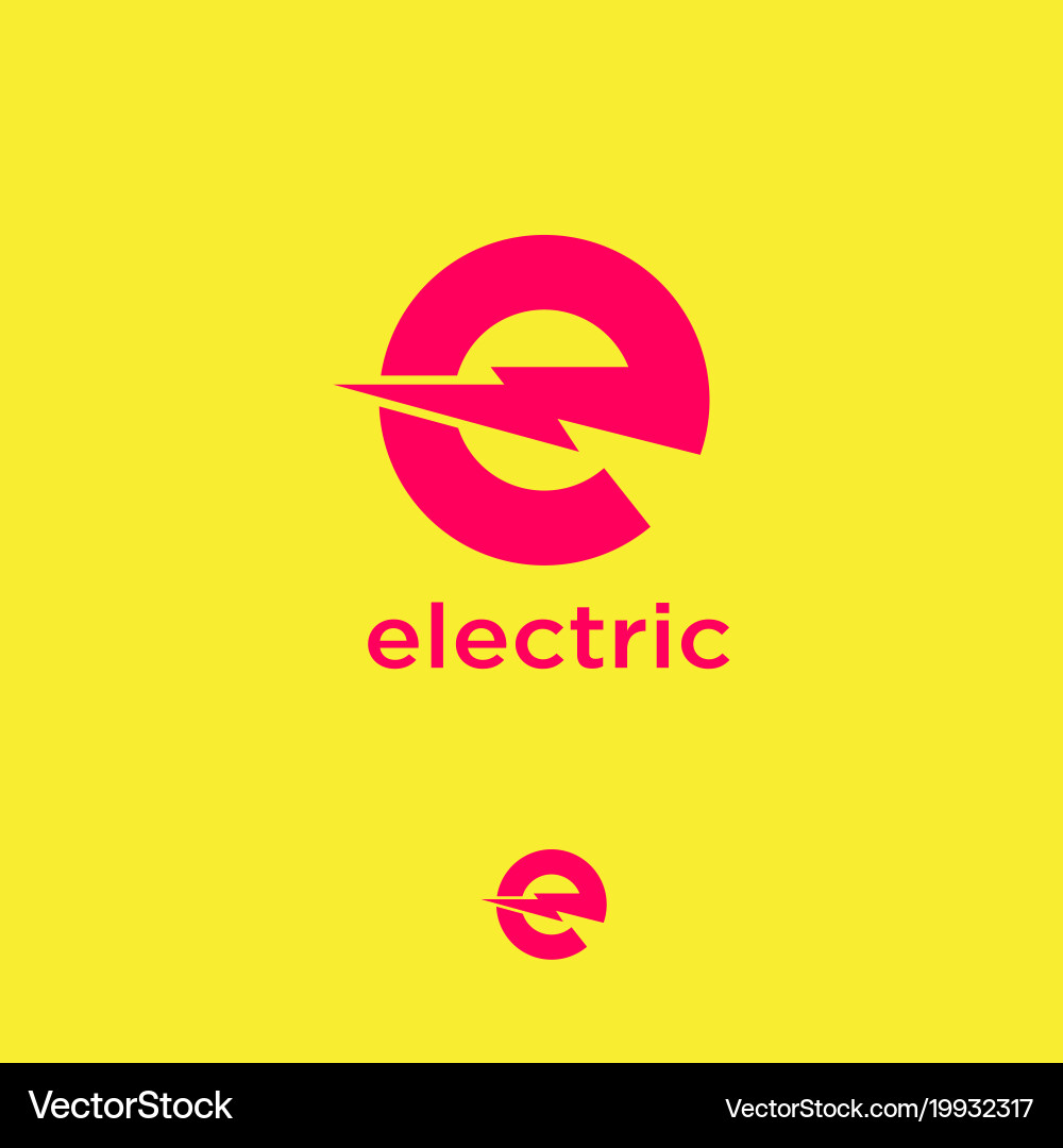 Electric E Logo with Bolt Royalty Free Vector Image