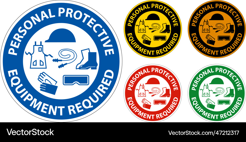 Floor sign personal protective equipment required Vector Image