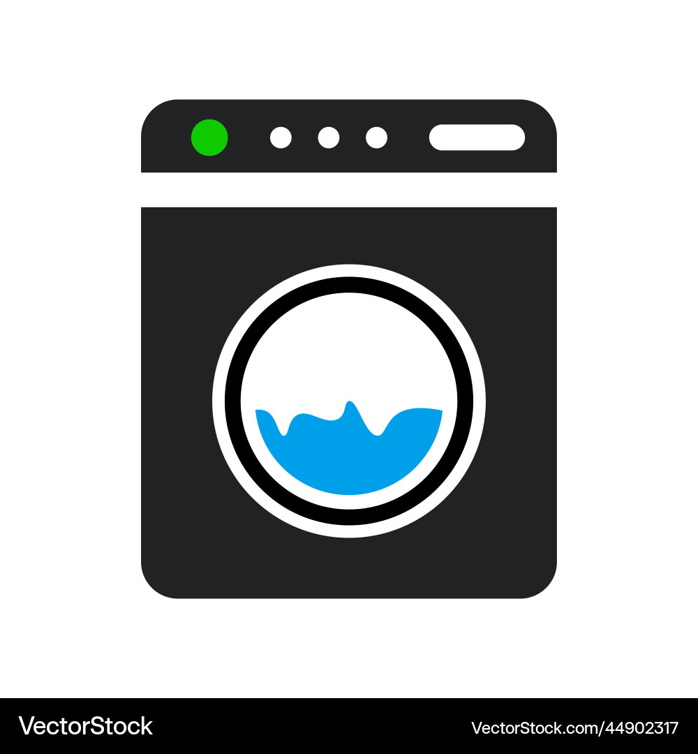 Front loading washing machine in operation Vector Image