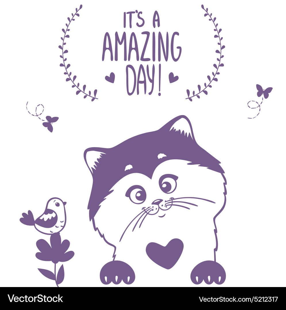 Kitten cute silhouette Royalty Free Vector Image