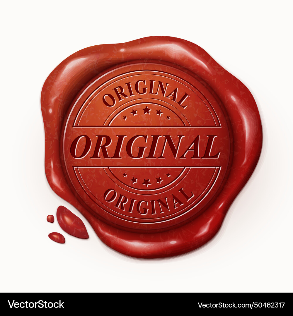 Original 3d red wax seal Royalty Free Vector Image