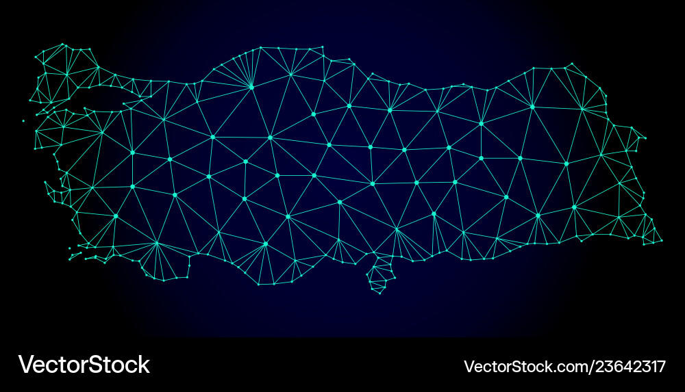 Polygonal wire frame mesh map of turkey Royalty Free Vector