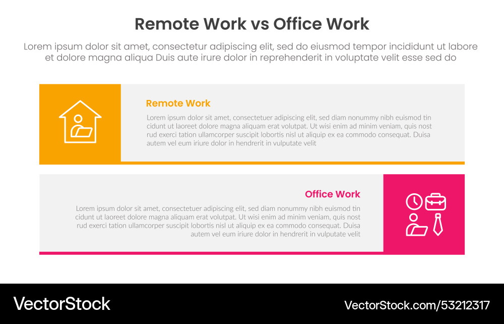 Remote work vs office comparison concept Vector Image