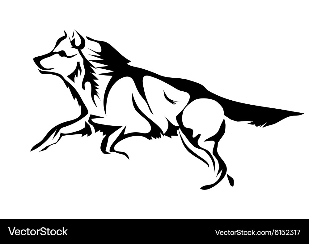 Running wolf Royalty Free Vector Image - VectorStock
