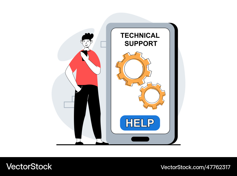 Technical support concept with people scene Vector Image
