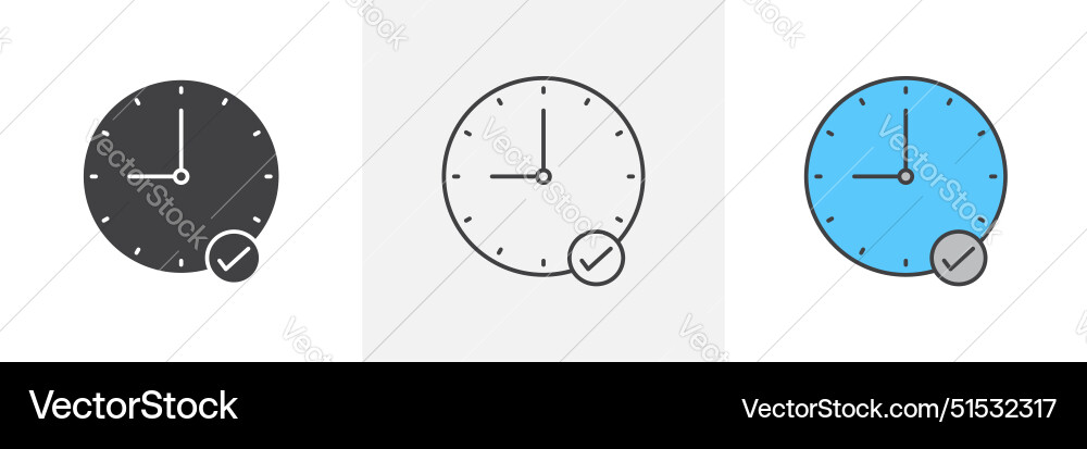 Time check icon set correct pictogram Royalty Free Vector
