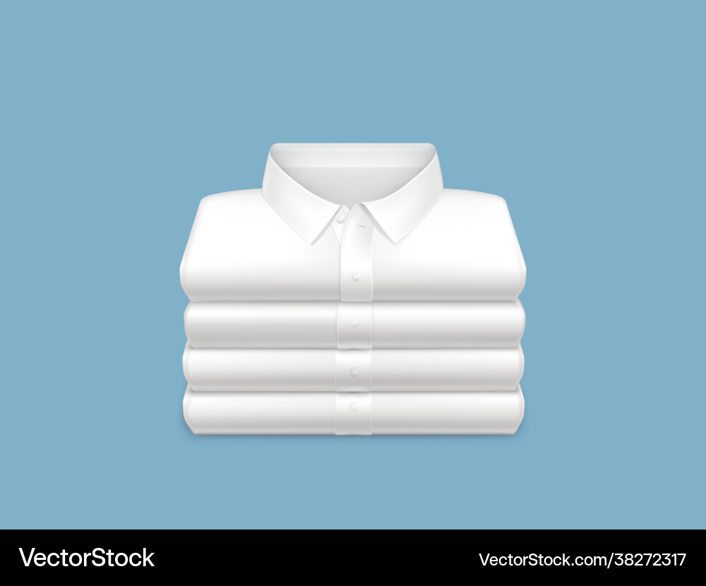 White shirts folded in stack realistic Royalty Free Vector