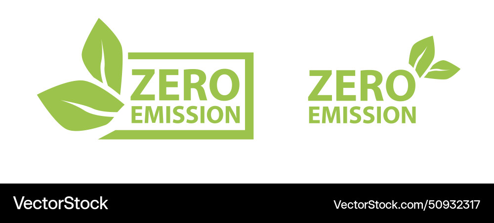 Zero emission net label stamp design leaves Vector Image