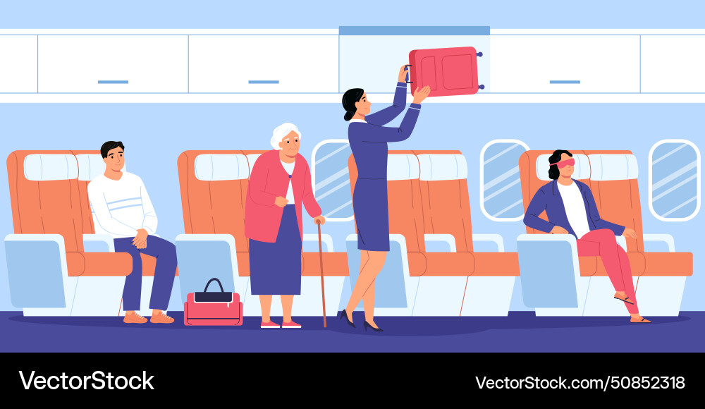 Airplane interior flat Royalty Free Vector Image