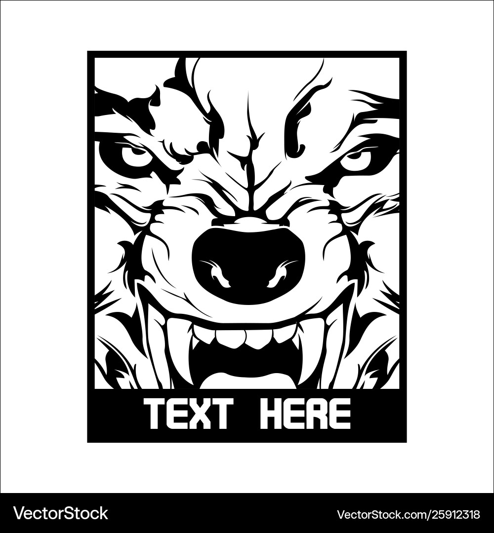 Angry wolf hand drawing Royalty Free Vector Image