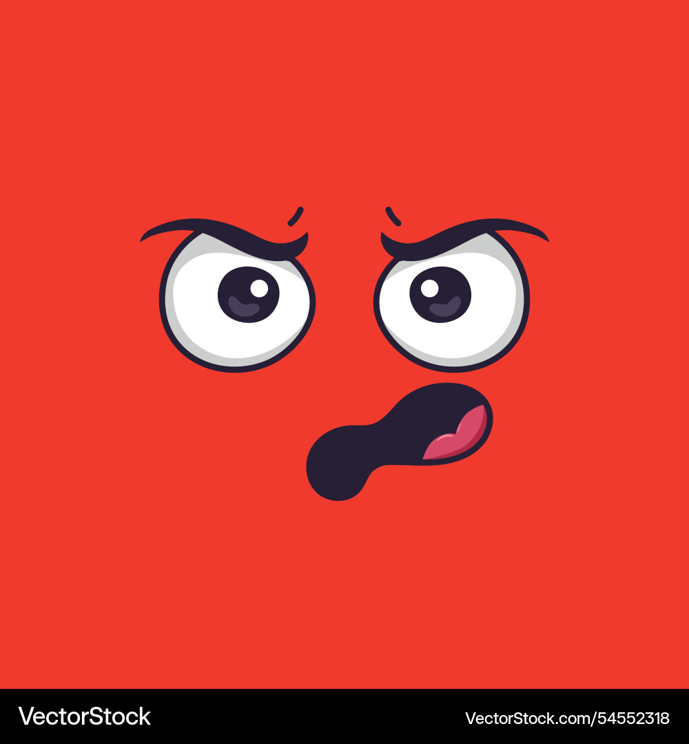 Cartoon angry face displaying negative emotions Vector Image
