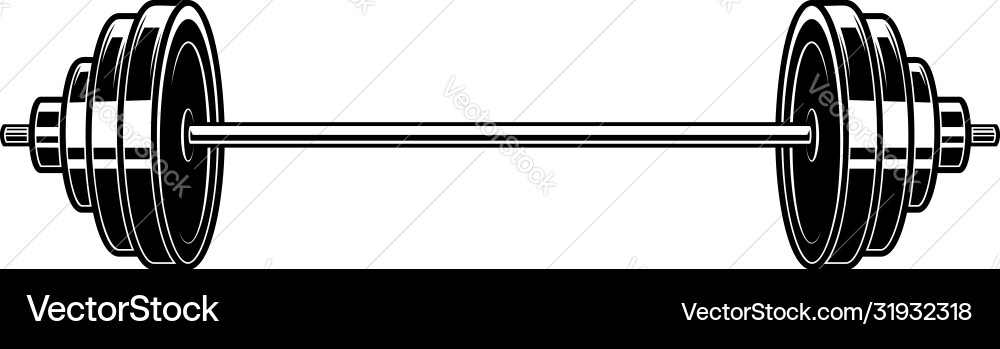 Heavy athletic barbell in engraving style design Vector Image