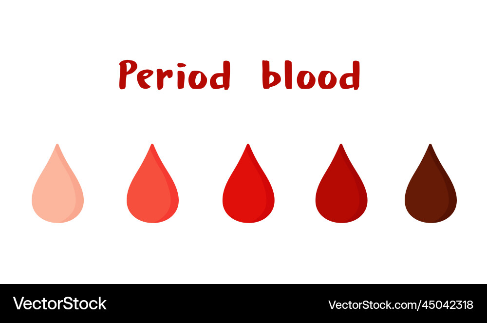 Period blood colors in drops shape Royalty Free Vector Image