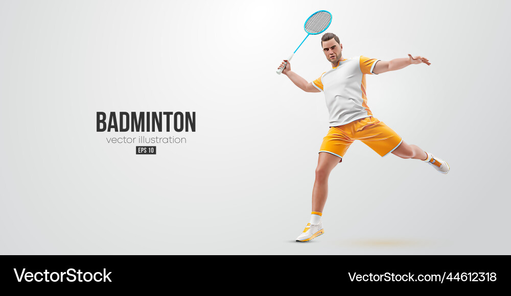 Realistic silhouette of a badminton player Vector Image