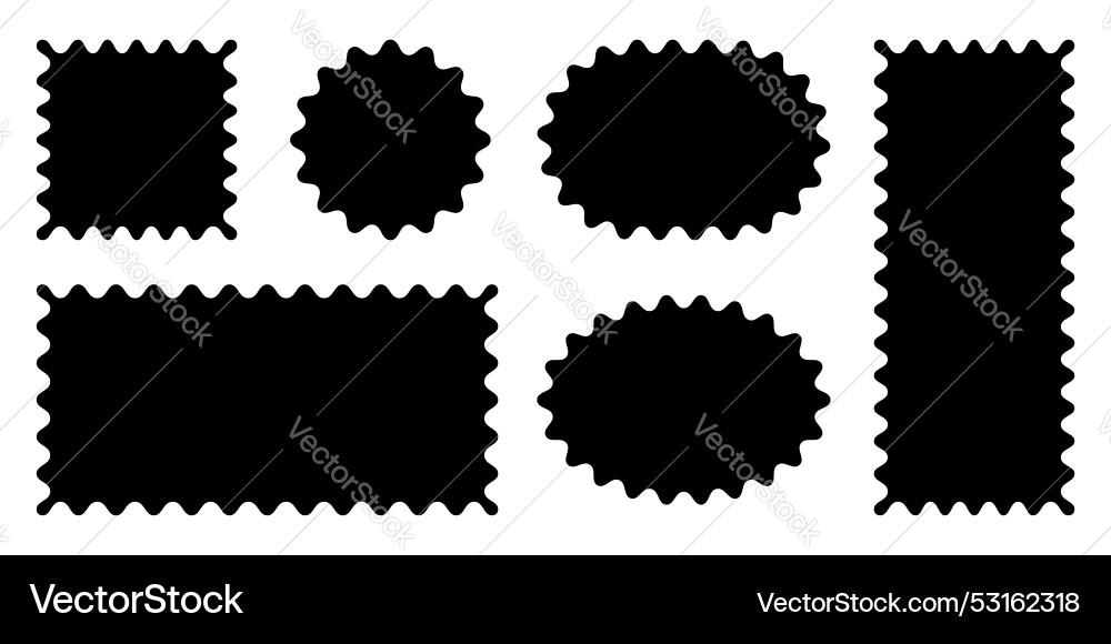 Scallop frame set different wavy shapes Royalty Free Vector