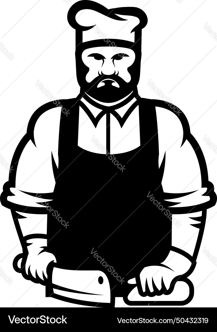 A butcher with hatchet and meat design element Vector Image