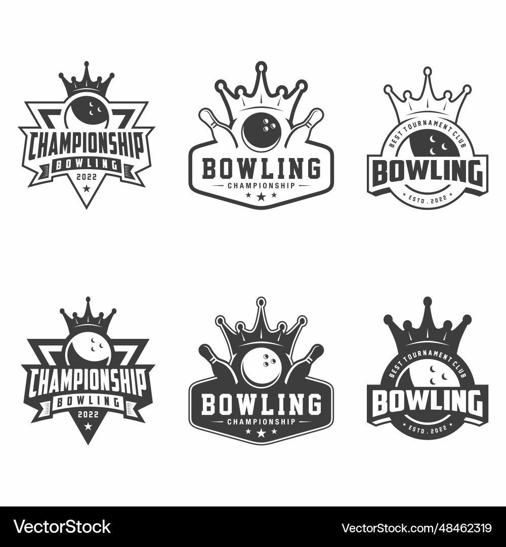 Bowling logo emblem collections designs template Vector Image