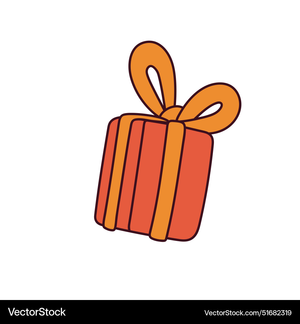 Christmas gift with ribbon bow birthday present Vector Image