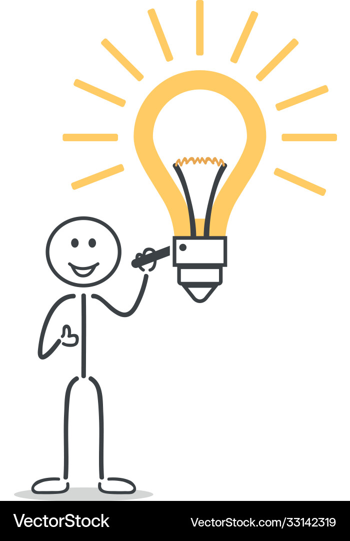 Figure man make bulb Royalty Free Vector Image