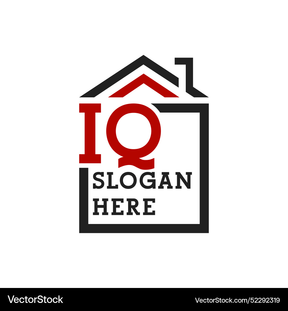Initial iq house logo for roofing letter real Vector Image