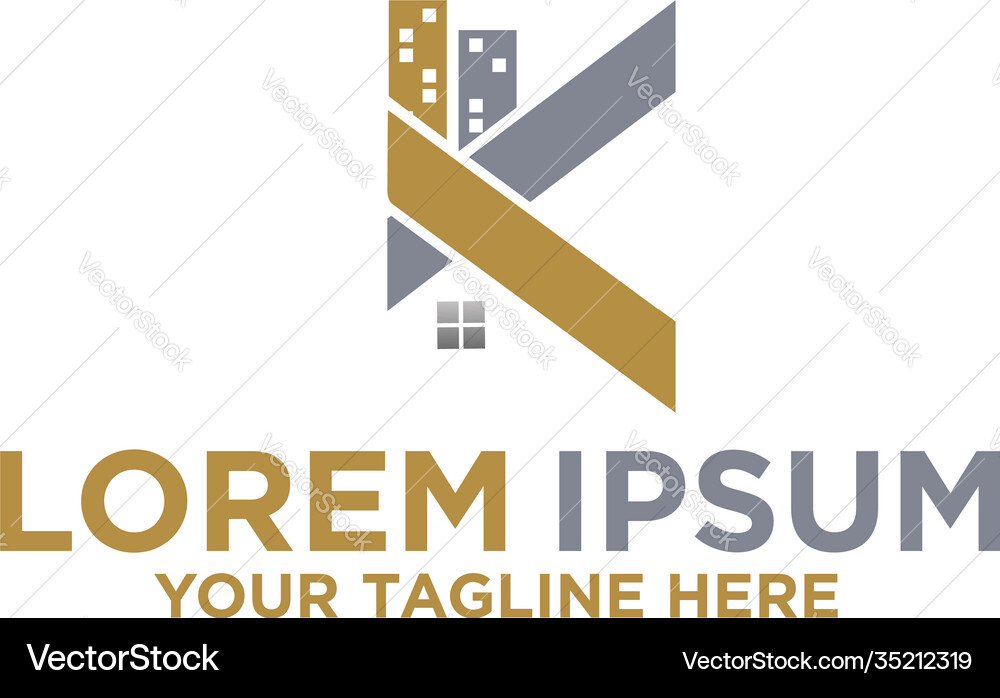 Letter k construction house logo Royalty Free Vector Image