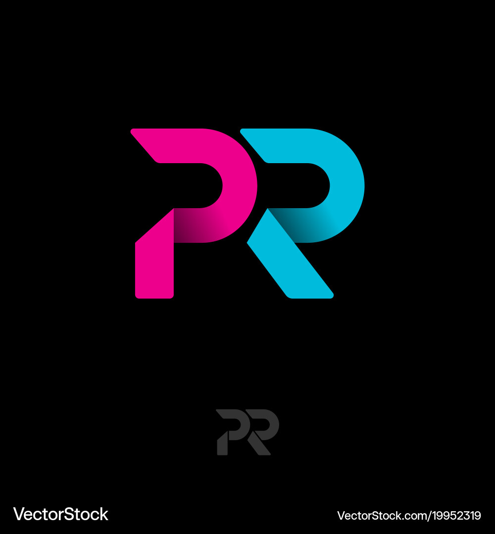 PR Origami Ribbon Logo Royalty Free Vector Image