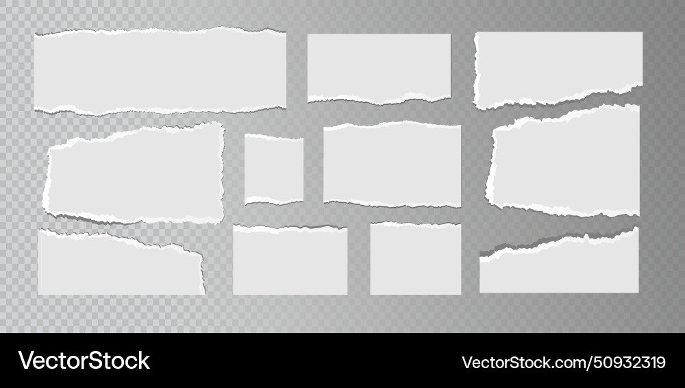 Realistic ripped white paper sheets isolated Vector Image