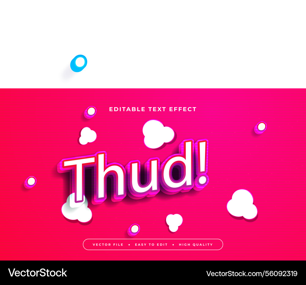 Red pink and white thud 3d editable text effect Vector Image