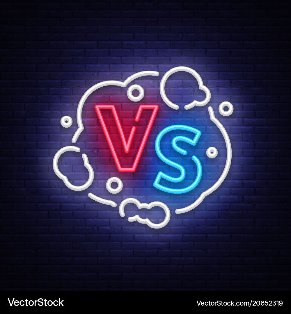 Versus neon sign logo symbol Royalty Free Vector Image