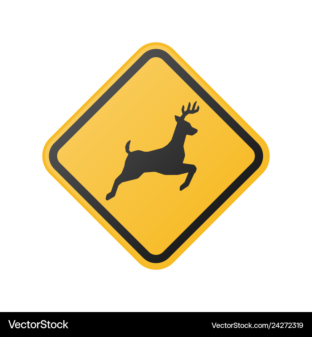 Wildlife crossing warning road sign Royalty Free Vector