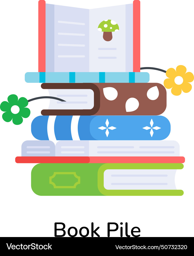 Book pile Royalty Free Vector Image - VectorStock