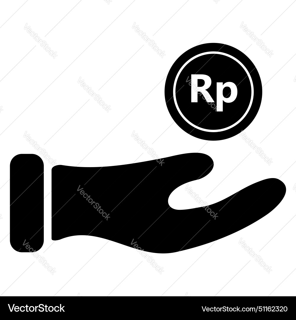 Hand get coin money rupiah simple Royalty Free Vector Image
