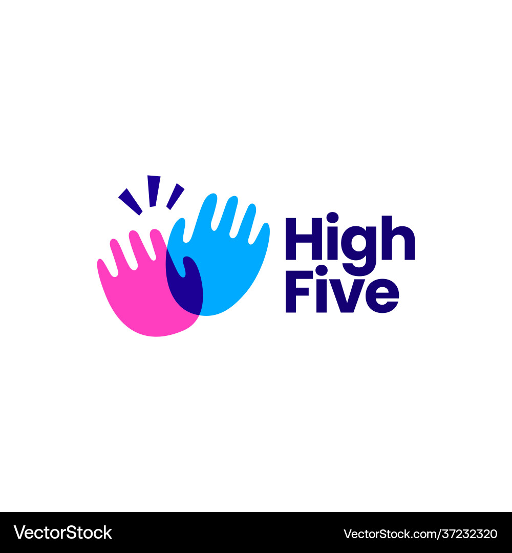 High five hand gesture overlay overlapping color Vector Image