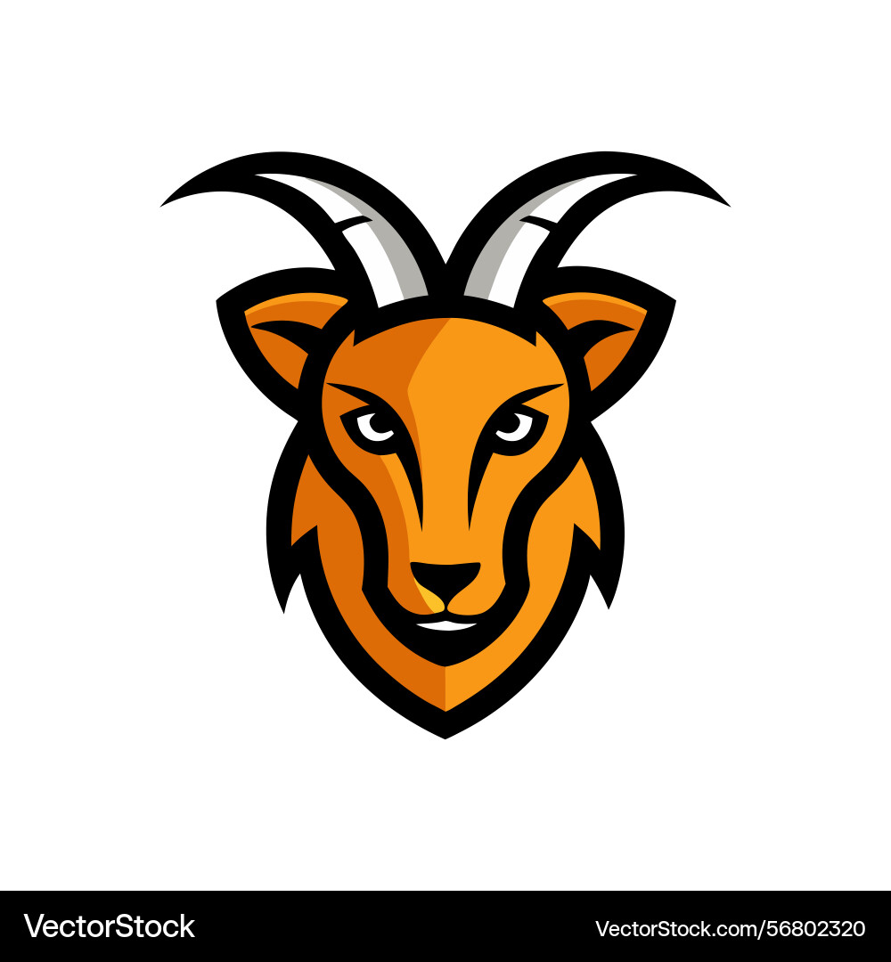 Ibex head mascot logo art Royalty Free Vector Image