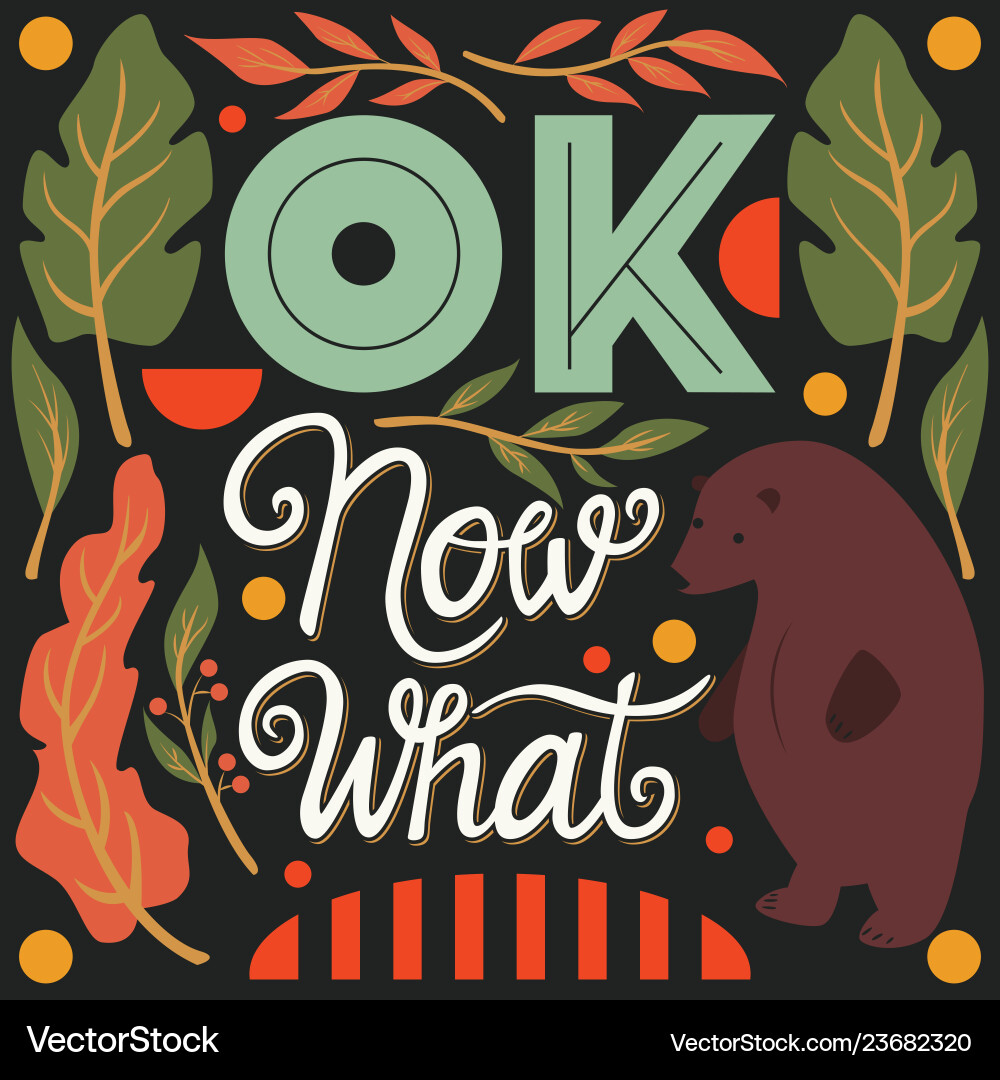 Ok now what hand lettering typography poster Vector Image