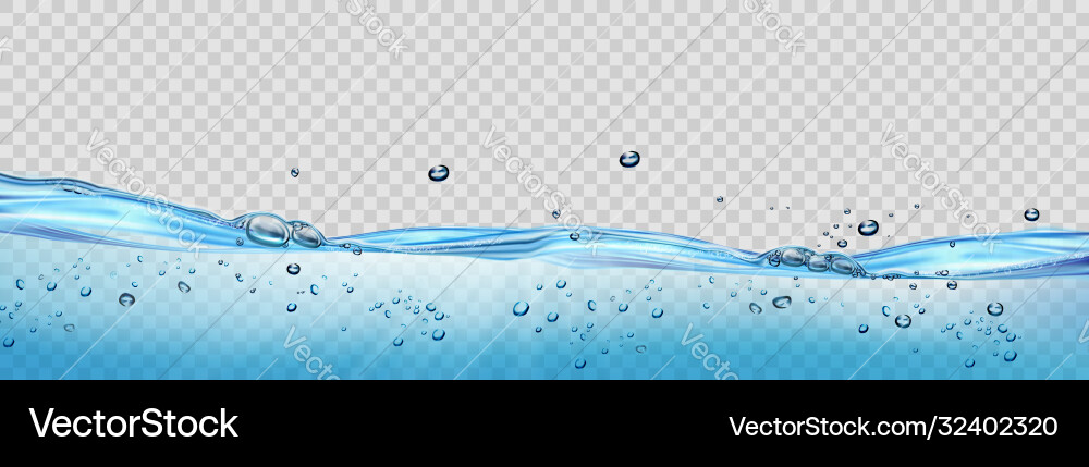 Realistic transparent water waves with air Vector Image