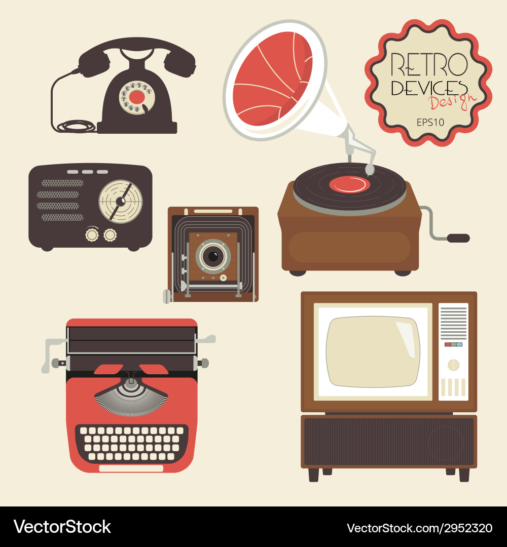 Retro devices set Royalty Free Vector Image - VectorStock
