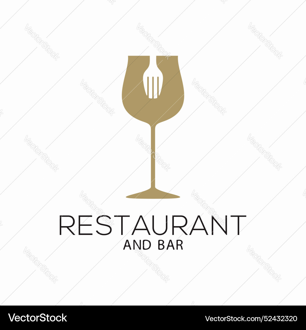 Spoon and glass logo design for restaurant Vector Image