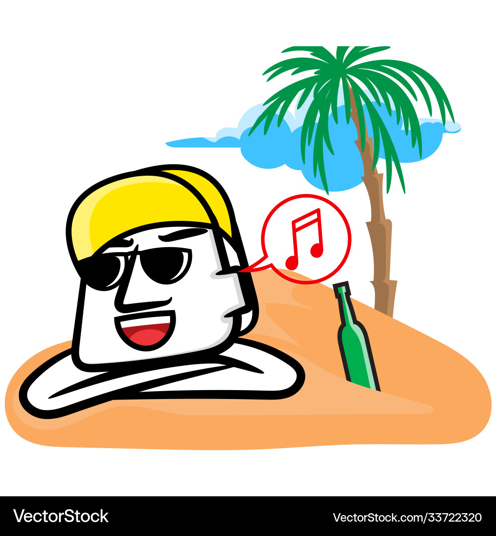 White man cartoon resting on beach Royalty Free Vector Image