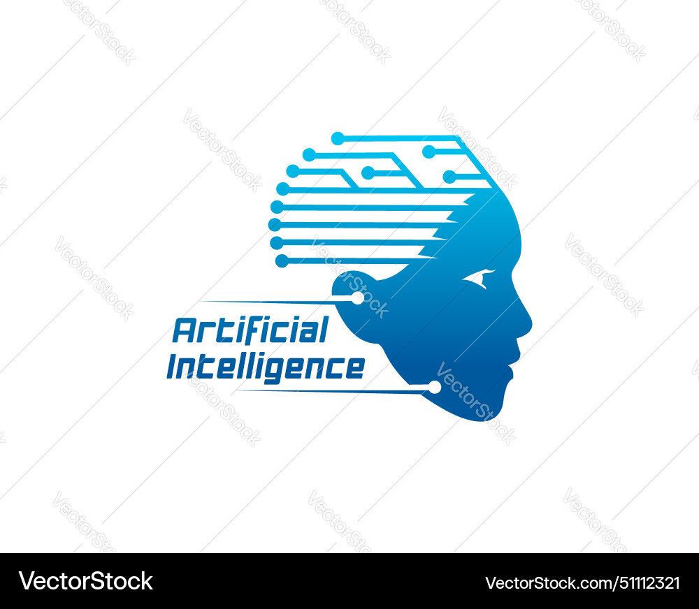 Artificial intelligence icon ai head digital brain