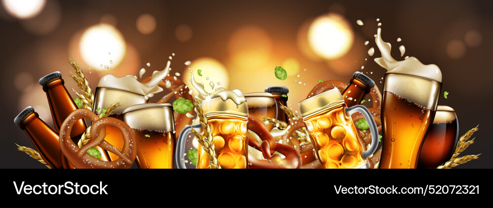 Background with beer elements highly realistic Vector Image
