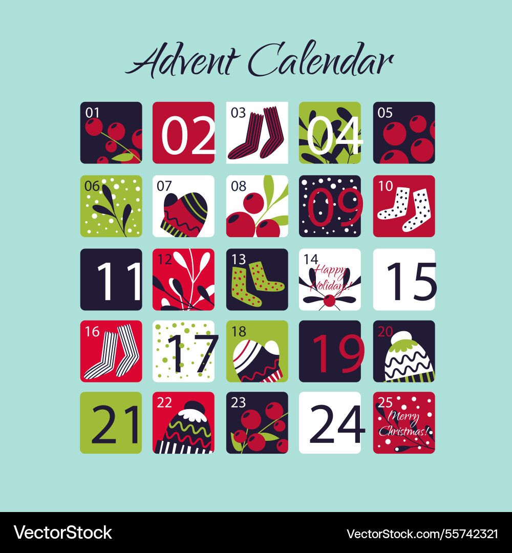 Calendar advent Royalty Free Vector Image - VectorStock