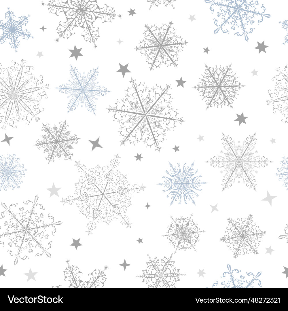 Christmas seamless pattern of complex snowflakes Vector Image