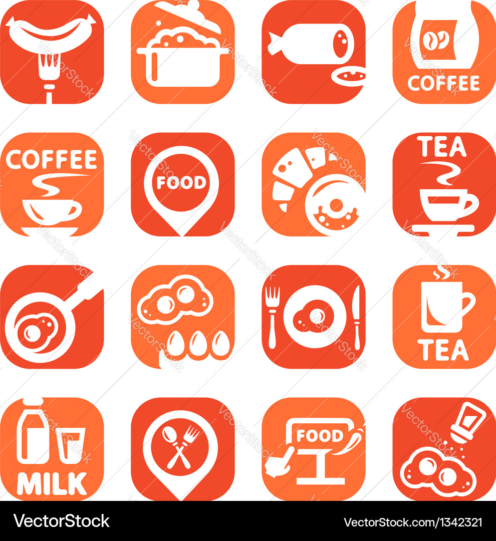 Color food icon set Royalty Free Vector Image - VectorStock