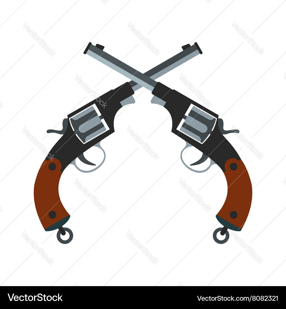 Crossed revolvers icon Royalty Free Vector Image