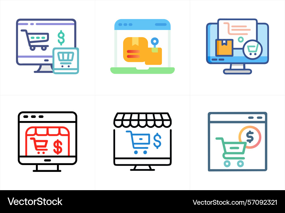 E commerce-icon set Royalty Free Vector Image - VectorStock