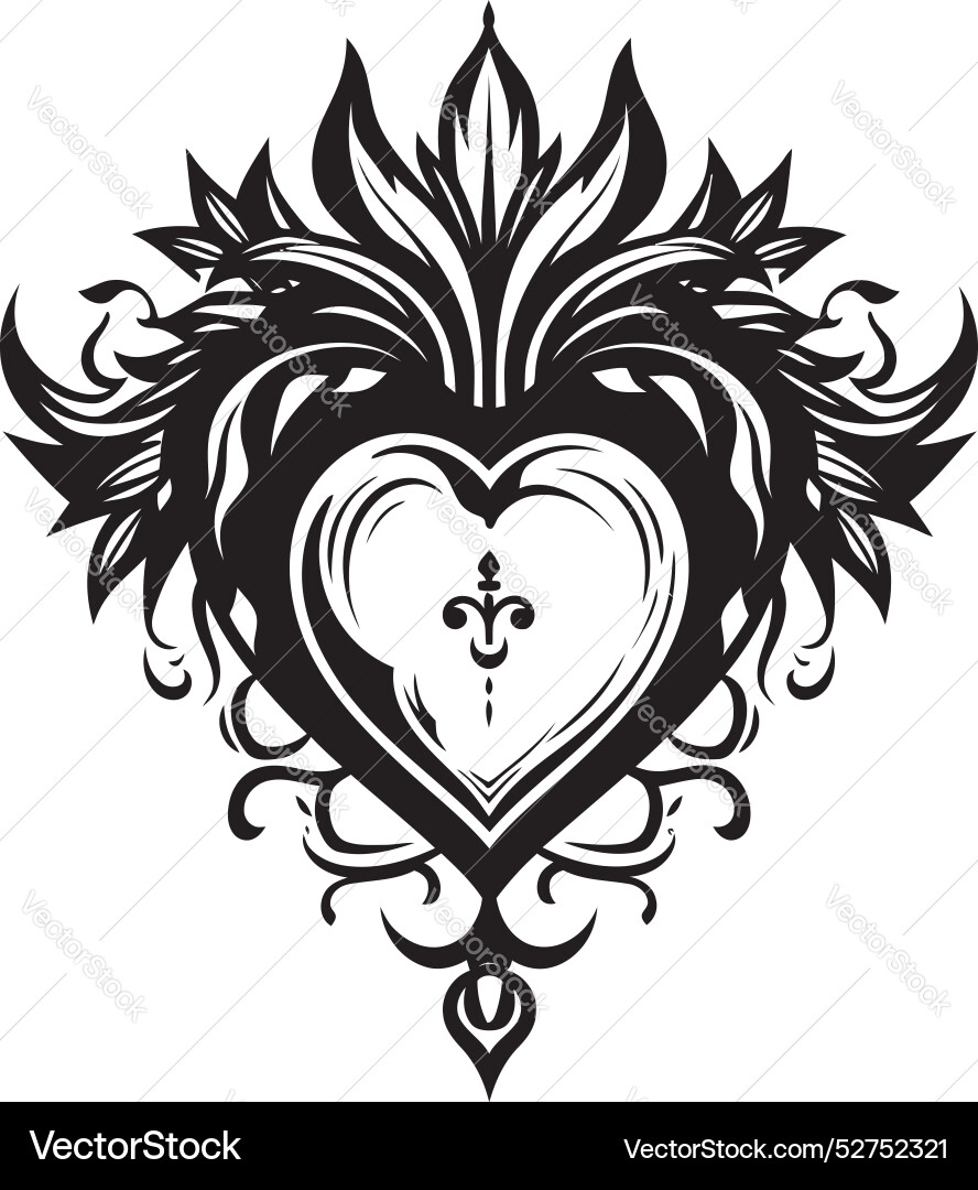 Eternal flame heraldry sacred heart icon logo Vector Image