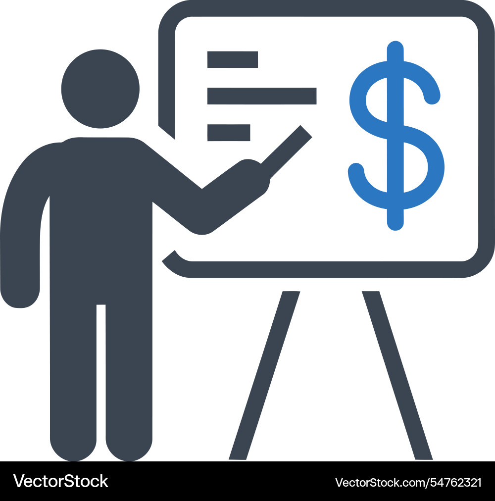 Financial presentation board icon Royalty Free Vector Image