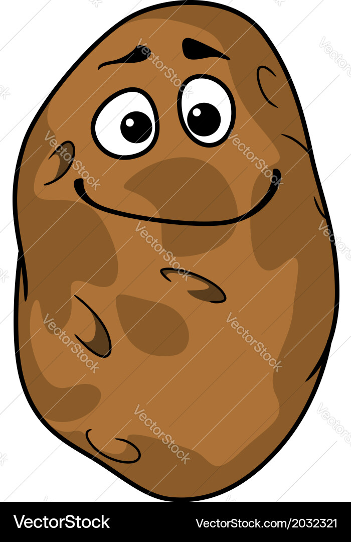 Goofy cartoon farm fresh potato Royalty Free Vector Image