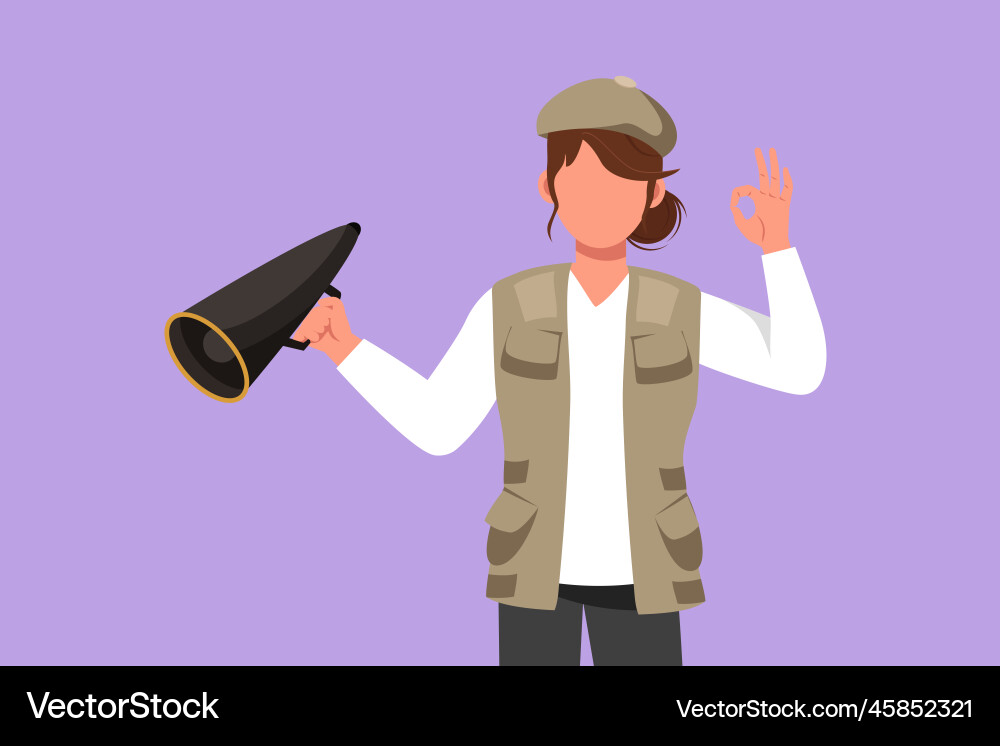 Graphic flat design drawing female film director Vector Image
